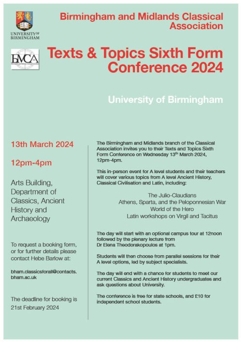 BMCA Texts and Topics Sixth Form Conference - The Classics Library